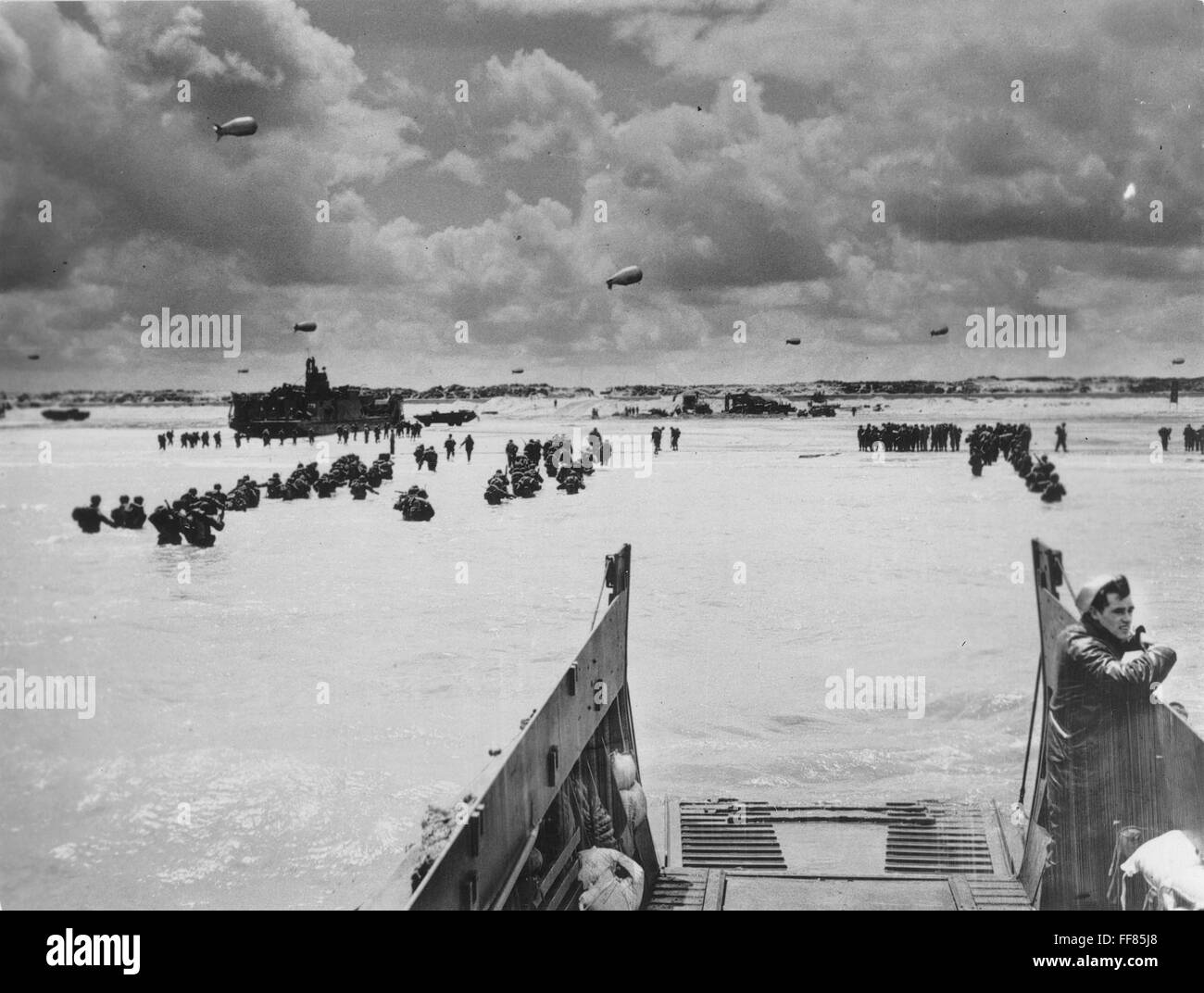 WORLD WAR II: D-DAY, 1944. /nAmerican troops wade ashore at Utah Beach ...