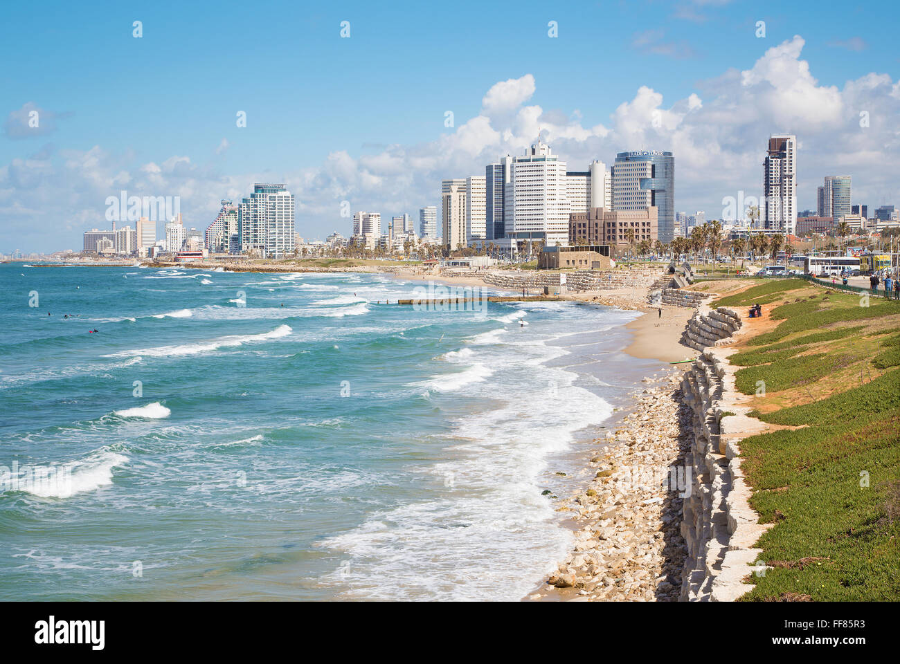 TEL AVIV, ISRAEL - MARCH 2, 2015: The coast and waterfront of Tel Aviv ...