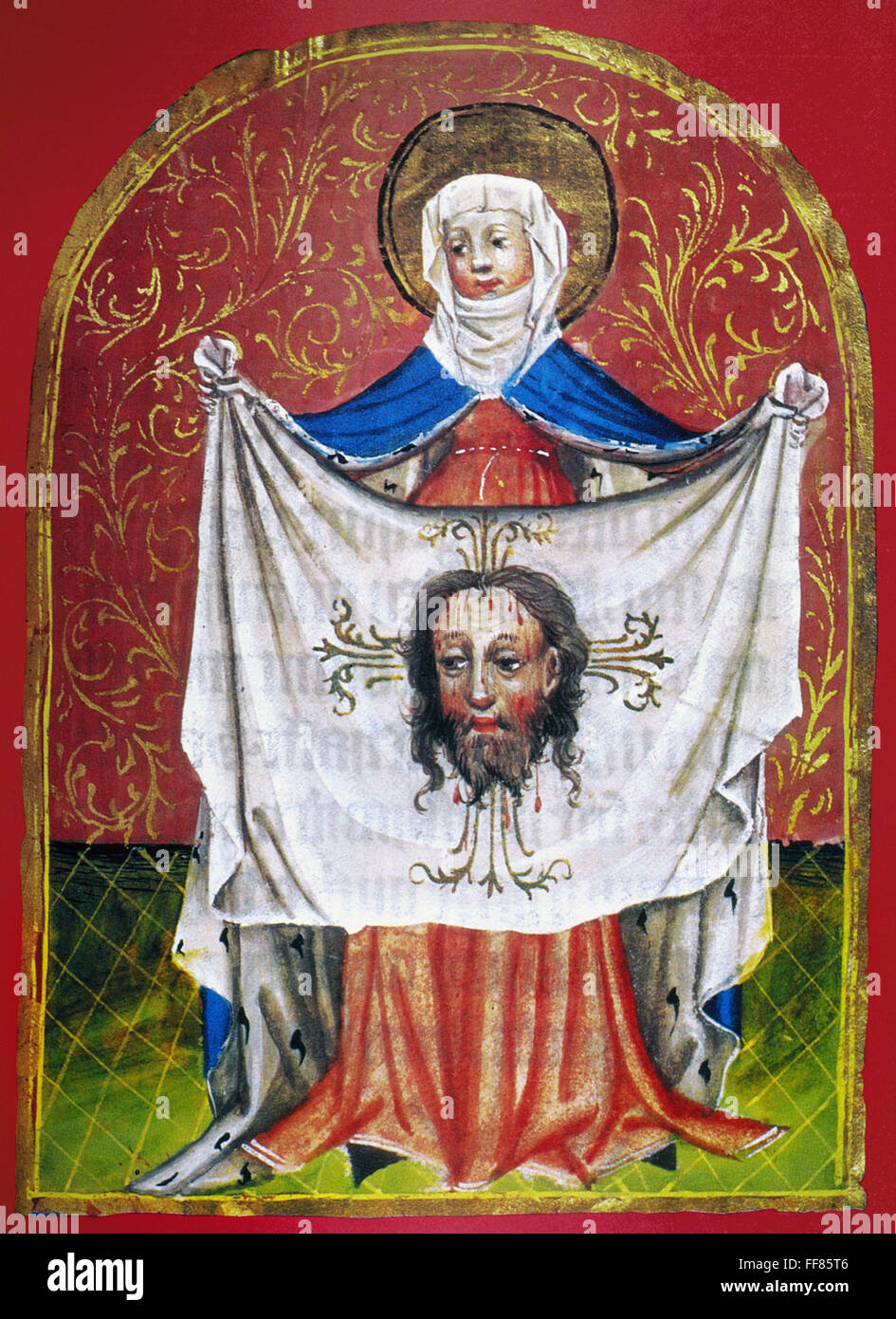 VERONICA'S VEIL. /nSaint Veronica and her cloth. Illumination from a ...