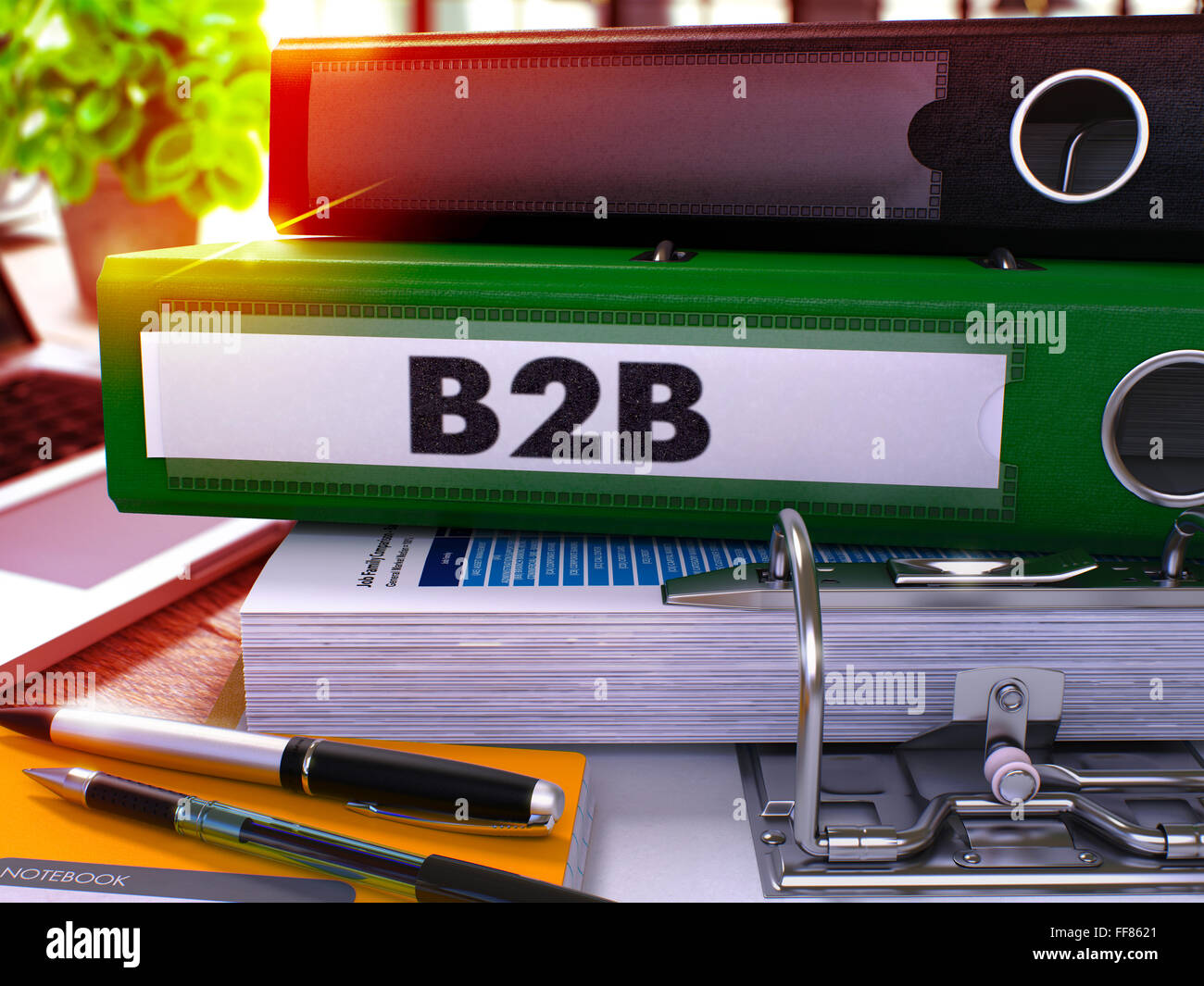 Green Office Folder with Inscription B2b Stock Photo - Alamy