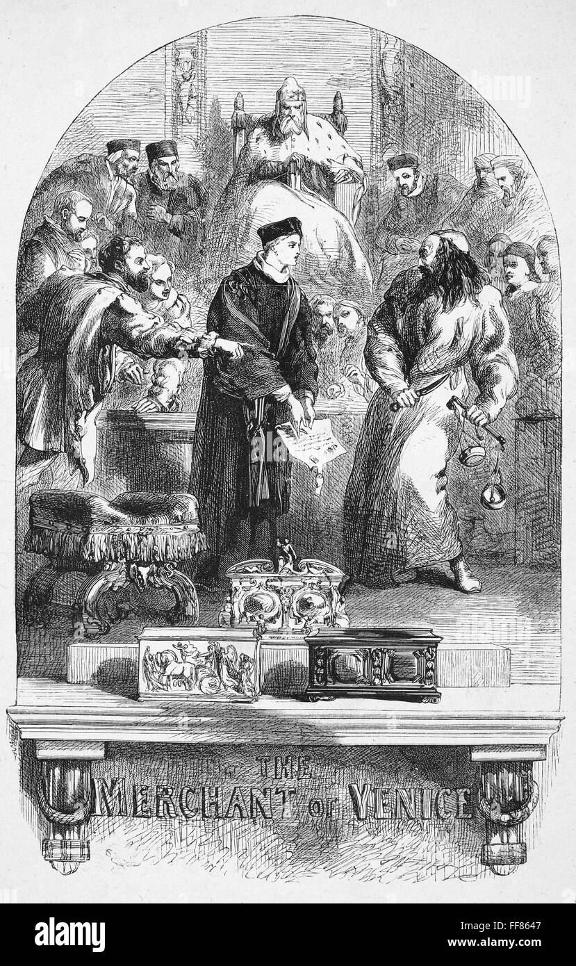 MERCHANT OF VENICE. /nPortia disputes with Shylock at the trial, Act IV ...