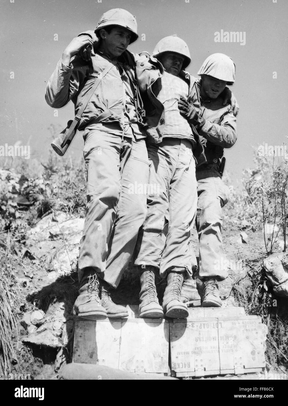 KOREAN WAR: TRIANGLE HILL. /nTwo Infantrymen of the Seventh Infantry ...