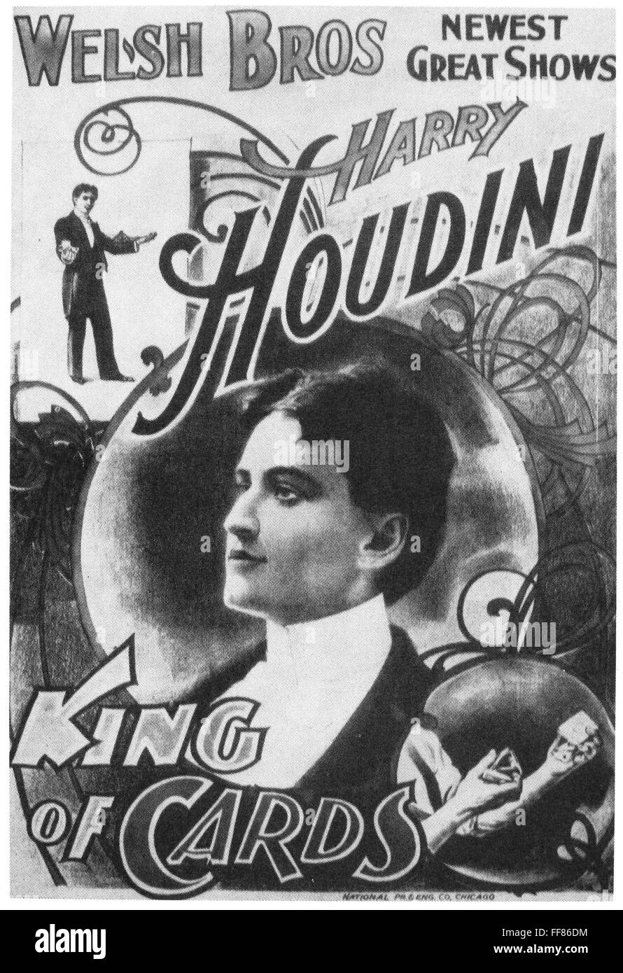 HARRY HOUDINI (1874-1926). /nAmerican magician. American lithograph ...
