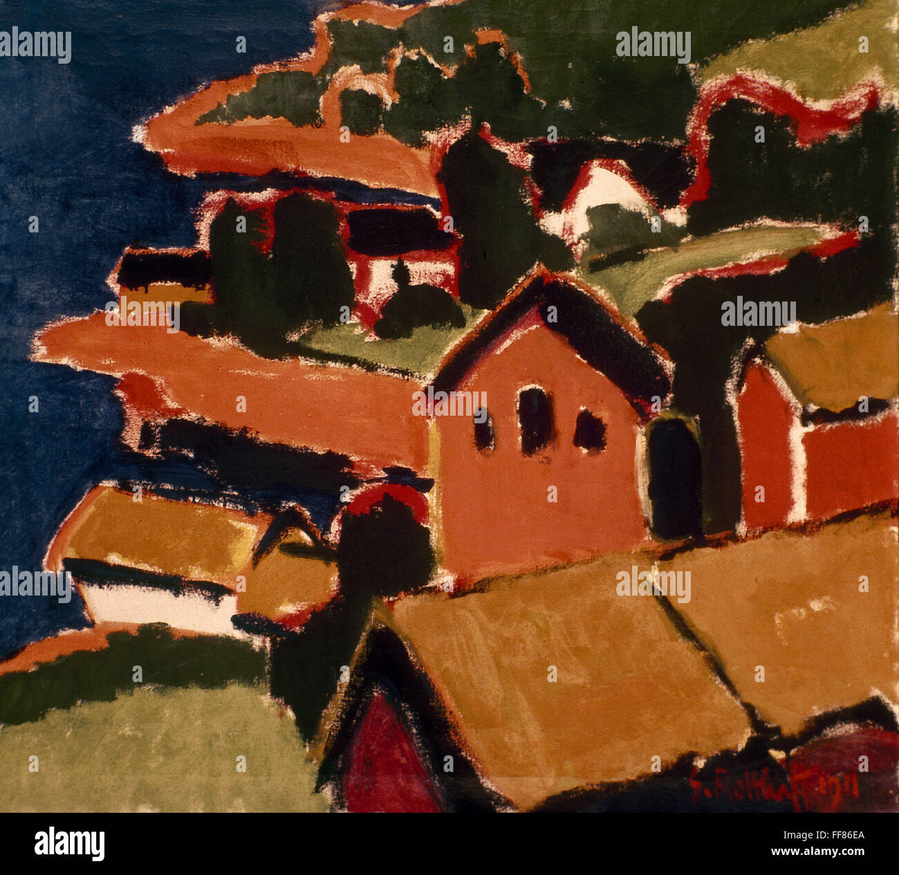 SCHMIDT-ROTTLUFF: COUNTRYSIDE, 1911./nCountryside at Lofthus. Oil by ...