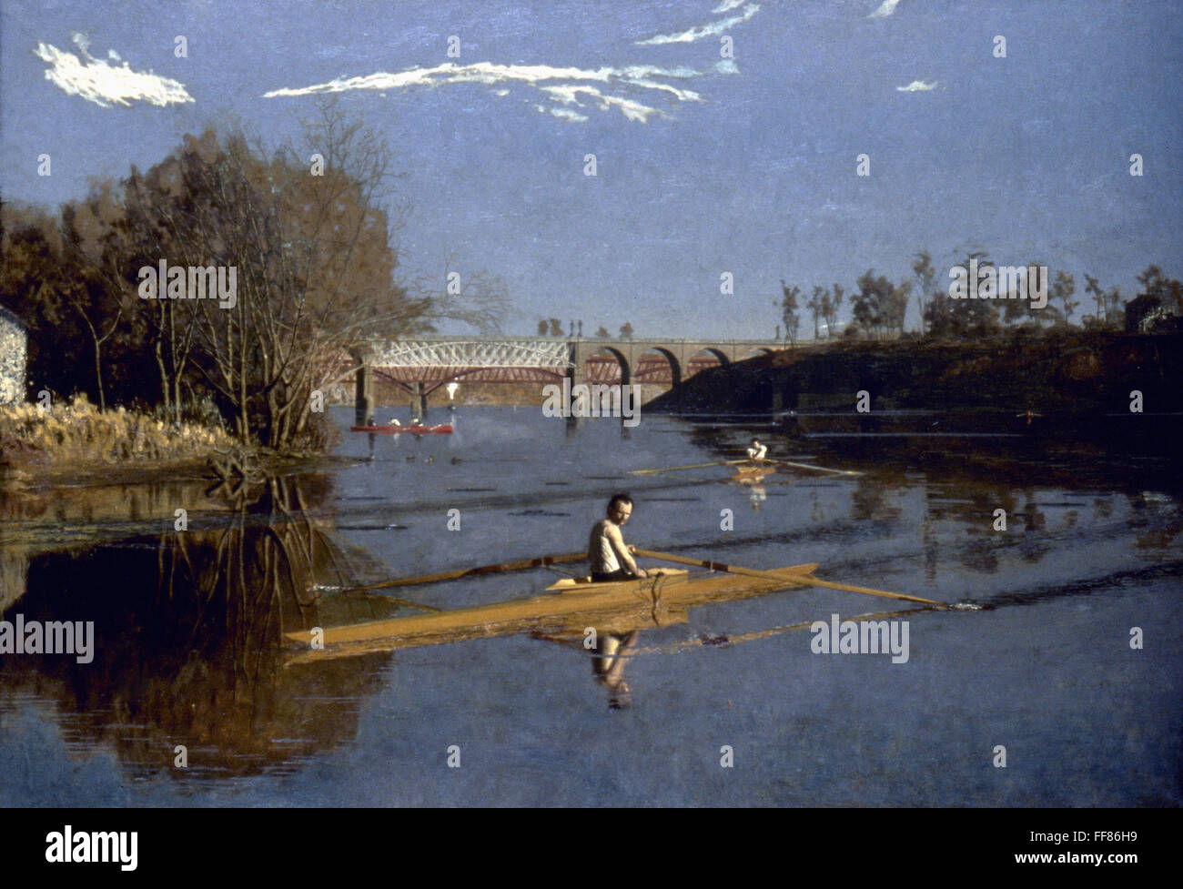 EAKINS: MAX SCHMITT, 1871. /nMax Schmitt in a Single Scull. Oil on canvas by Thomas Eakins, 1871 ...