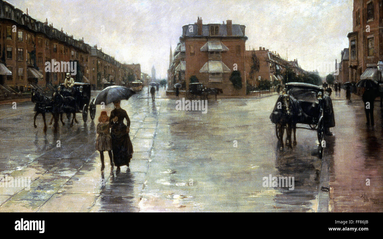 HASSAM: RAINY BOSTON, 1885. /nChilde Hassam: Rainy Day in Boston. Oil ...