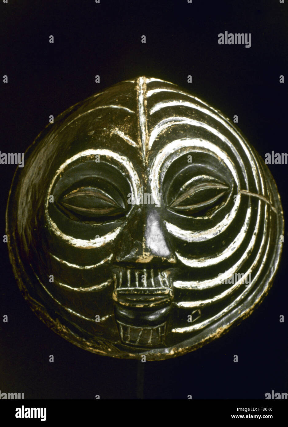 AFRICAN ART: WOODEN MASK. /nOvoid. Baluba, Congo. Height: 37 cm Stock ...