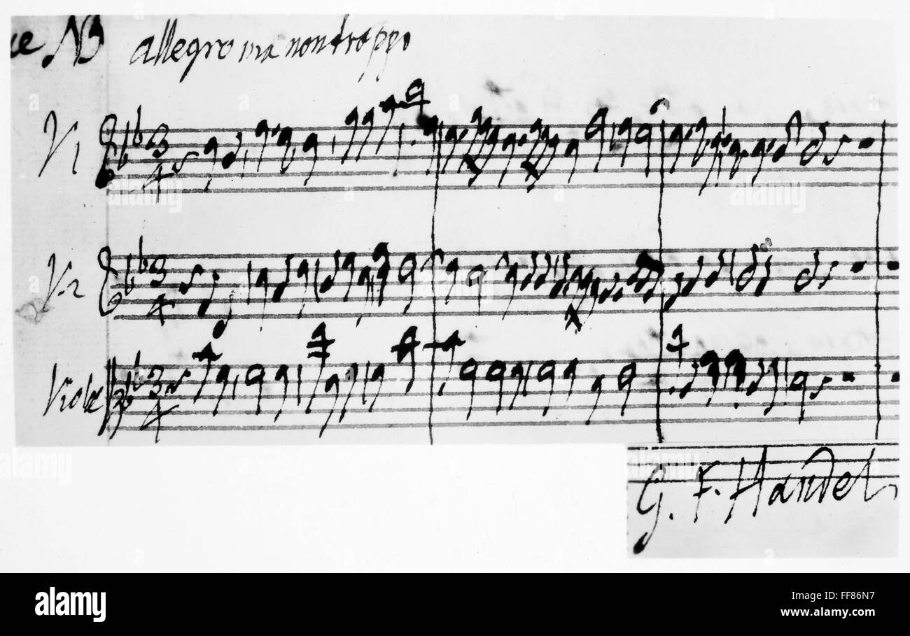 HANDEL: MUSIC SHEET. /nPart of a Concerto, identical with the chorus ...
