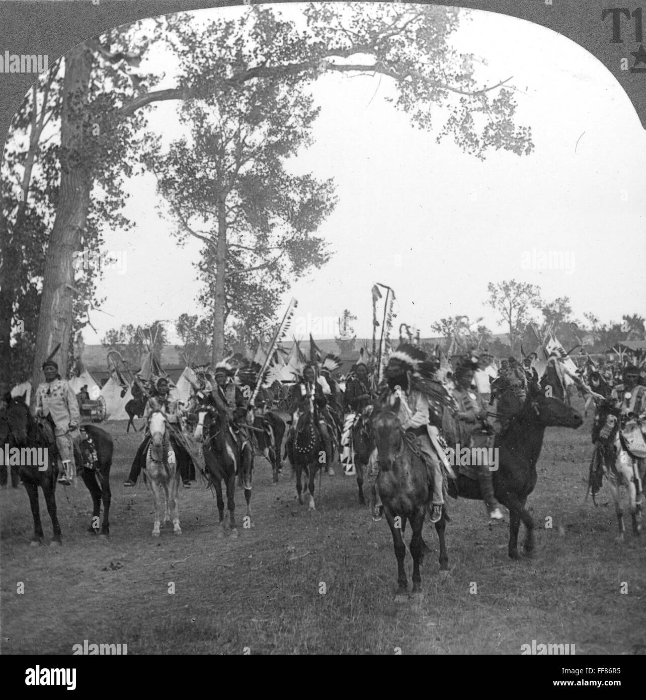 NATIVE AMERICANS: CAMP. /nMounted Sioux Native Americans leaving camp ...