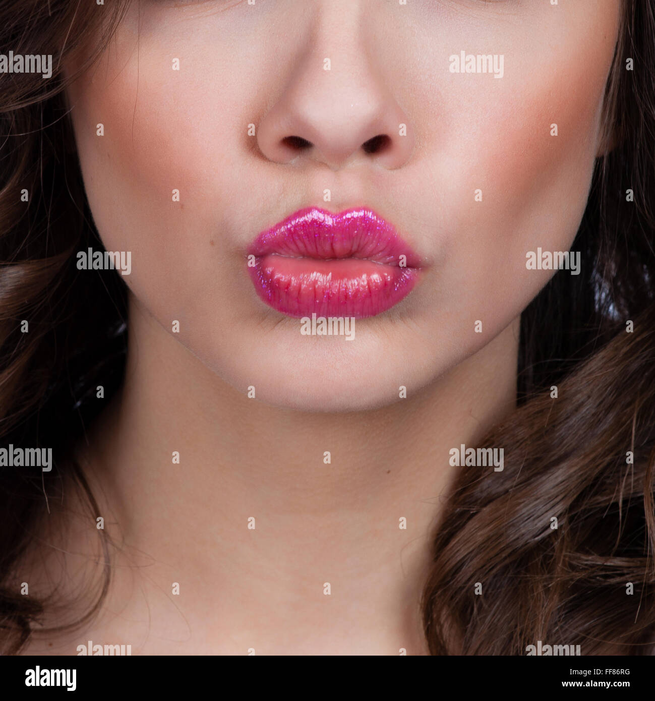 Girls red lips hi-res stock photography and images - Alamy