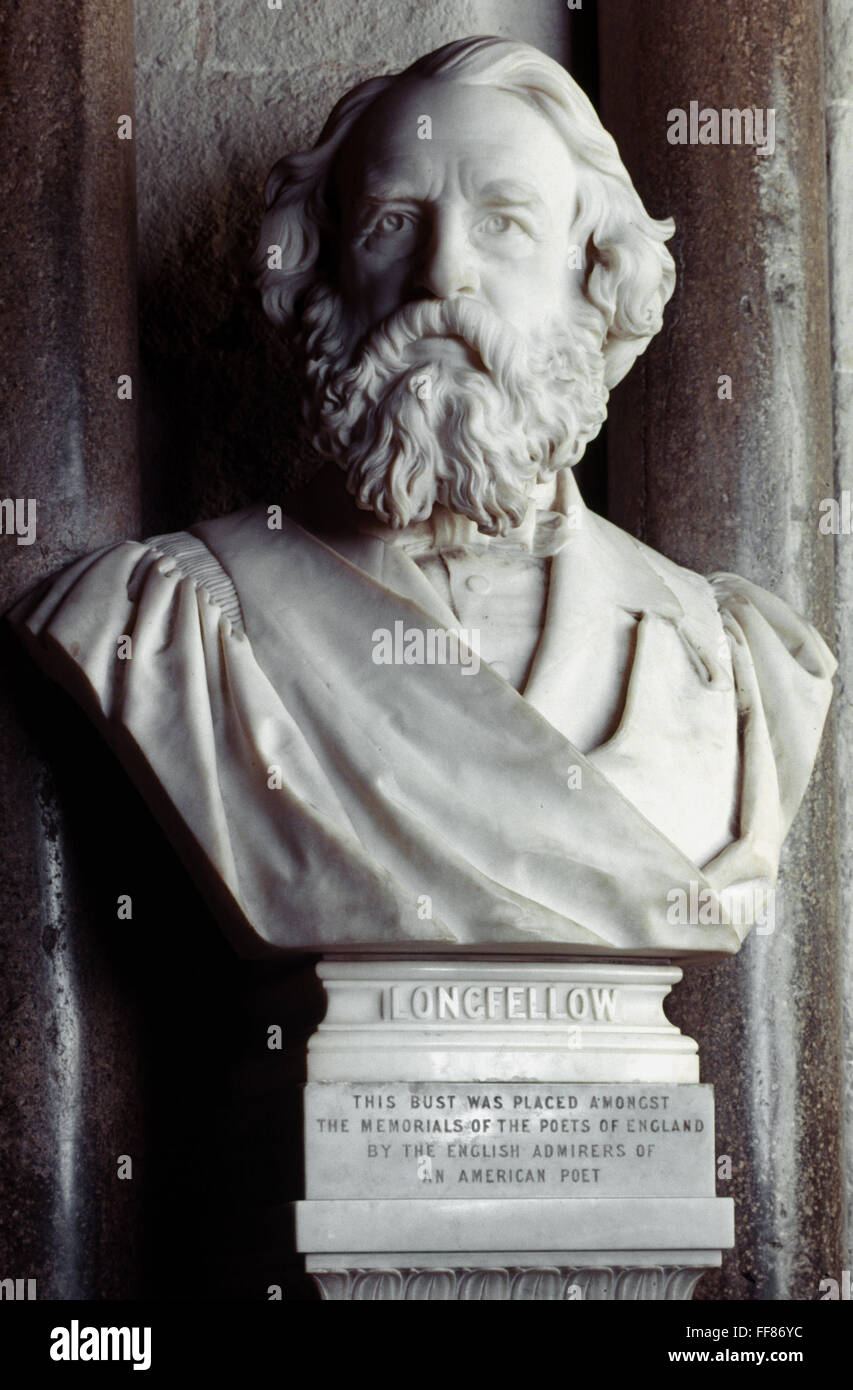 HENRY WADSWORTH LONGFELLOW /n(1807-1882). American poet. Marble bust ...