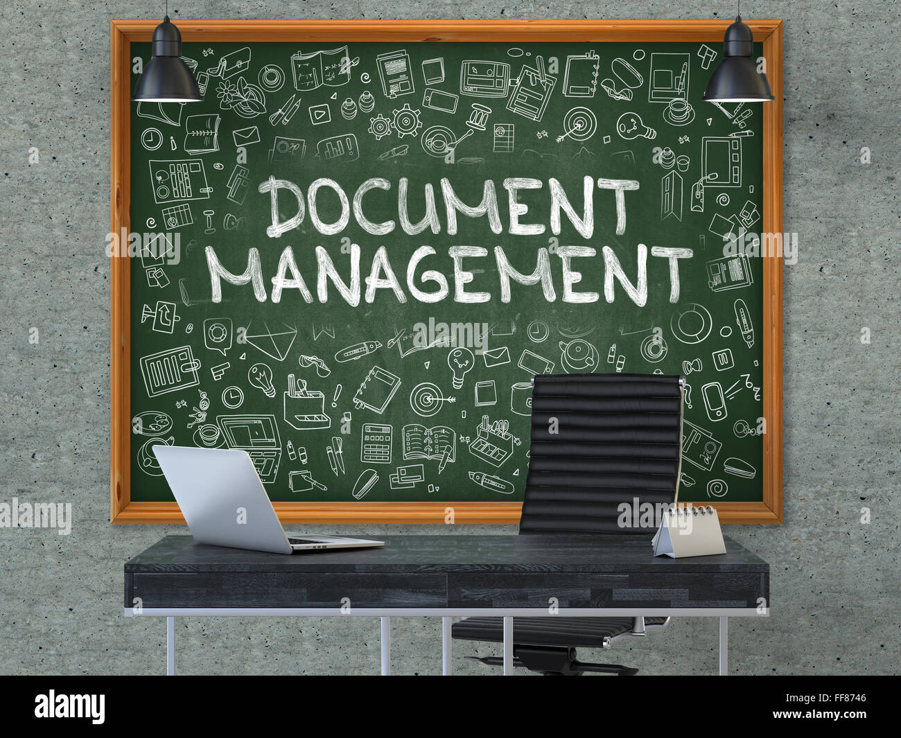 Hand Drawn Document Management on Office Chalkboard Stock Photo - Alamy