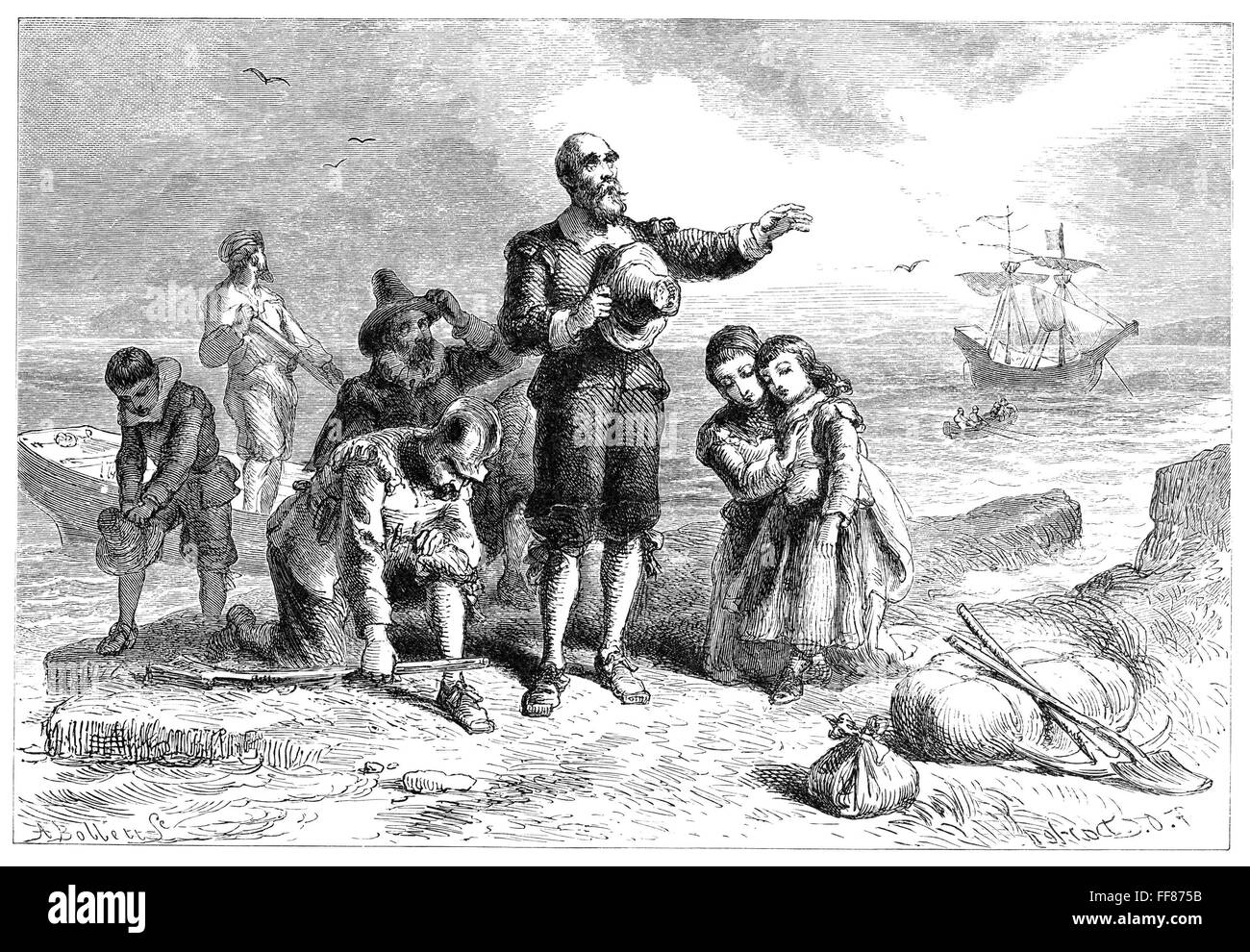 PLYMOUTH ROCK: LANDING. /nThe Landing of the Pilgrims at Plymouth Rock ...