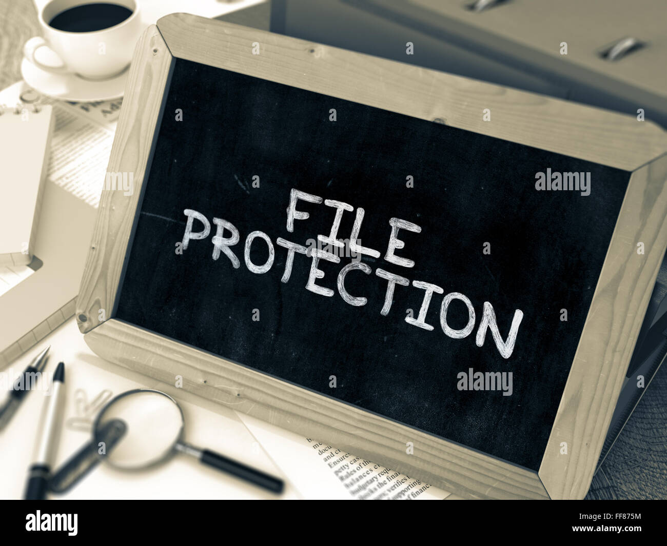 File Protection Handwritten on Chalkboard Stock Photo - Alamy