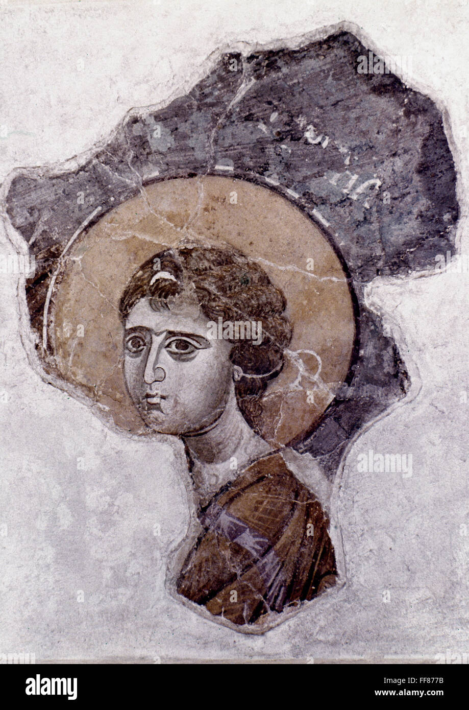 ARCHANGEL GABRIEL. /nFragment of a Macedonian fresco, 12th-13th century ...