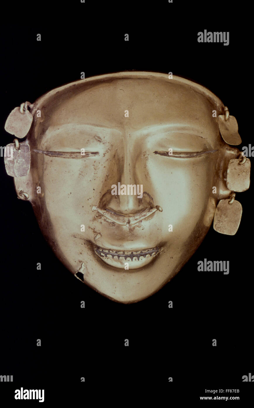 ANDEAN ART: COLOMBIAN MASK. /nQuimbaya, Colombia. Height: 12 cm Stock ...