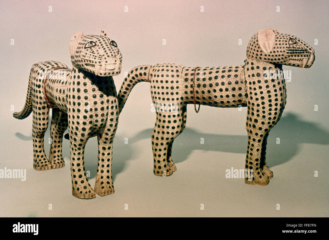 NIGERIA: IVORY LEOPARDS. /nIvory leopards from Benin, Nigeria Stock ...