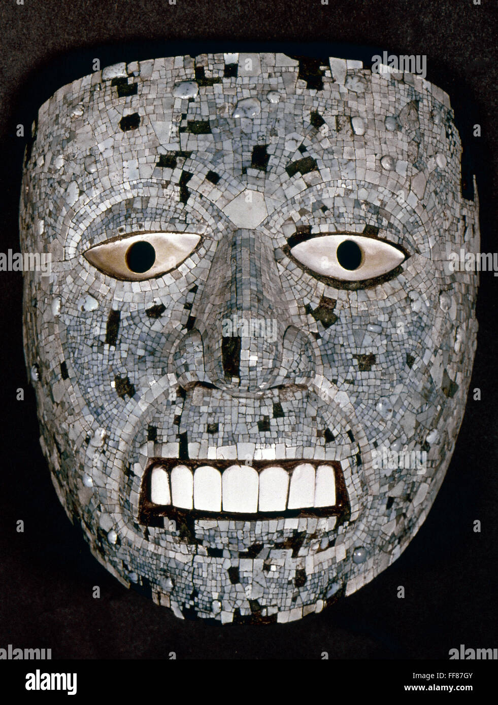 AZTEC MASK. /nMosaic mask of Xiuhtecuhtli. Aztec period, Mexico Stock ...