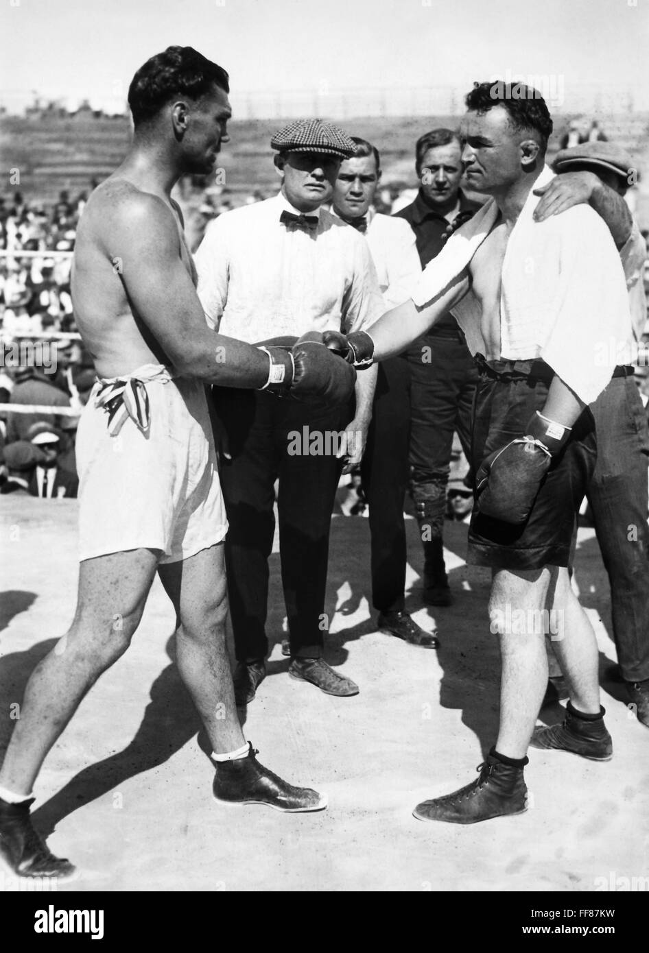 JACK DEMPSEY (1895-1983). /nAmerican boxer. With Tom Gibbons at their ...