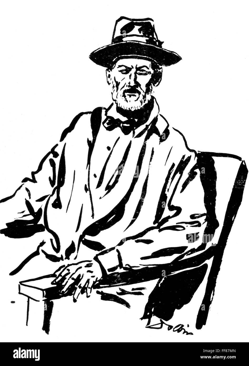 CHARLES EDWARD IVES /n(1874-1954). American composer. Pen-and-ink ...