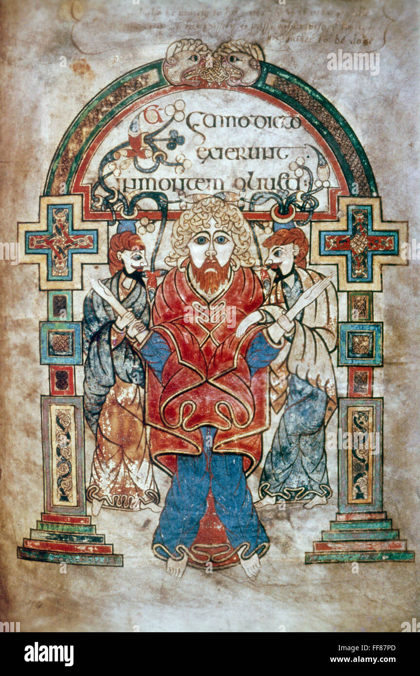BOOK OF KELLS: CHRIST. /nThe Arrest of Christ. Folio 114r. Hiberno ...