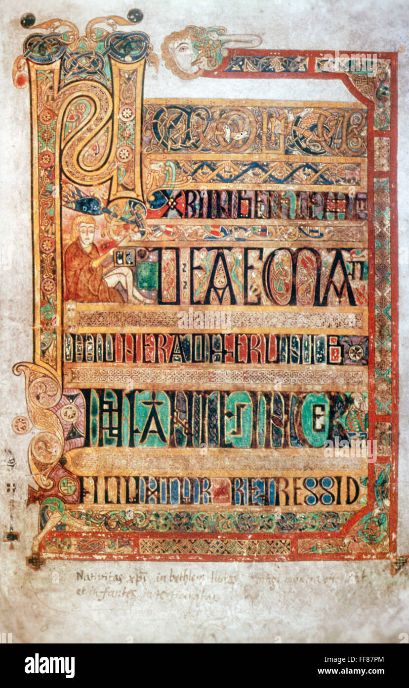 BOOK OF KELLS, c800 A.D. /nFolio 8r, Matthean Summaries. Hiberno-Saxon ...