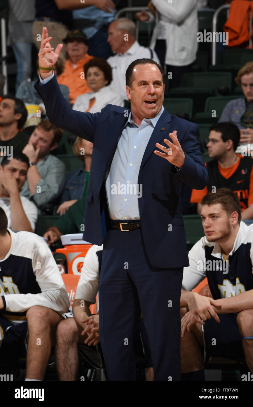 Coral Gables, Florida, USA. 3rd Feb, 2016. Head coach Mike Brey of ...