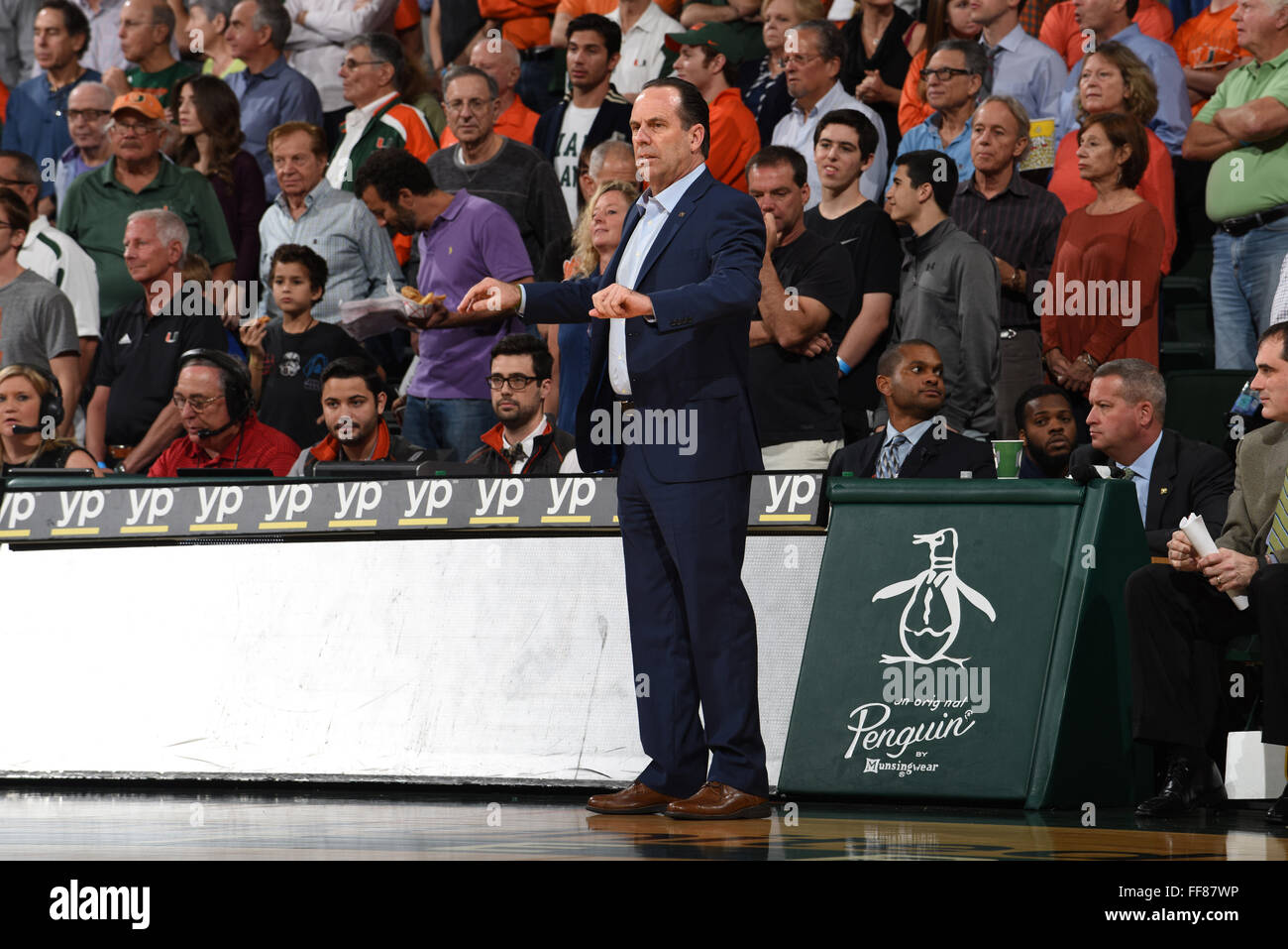 Coral Gables, Florida, USA. 3rd Feb, 2016. Head coach Mike Brey of ...