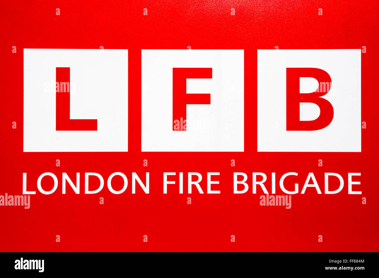 The London Fire brigade sign outside Walthamstow Fire Station. It was ...