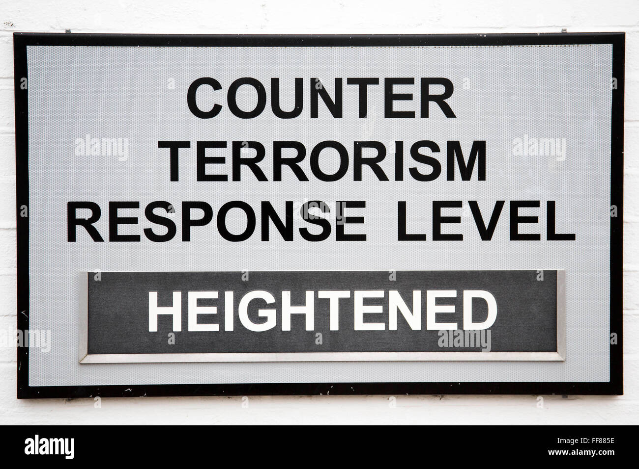 ‘Counter terrorism response level heightened’ sign on British Royal ...