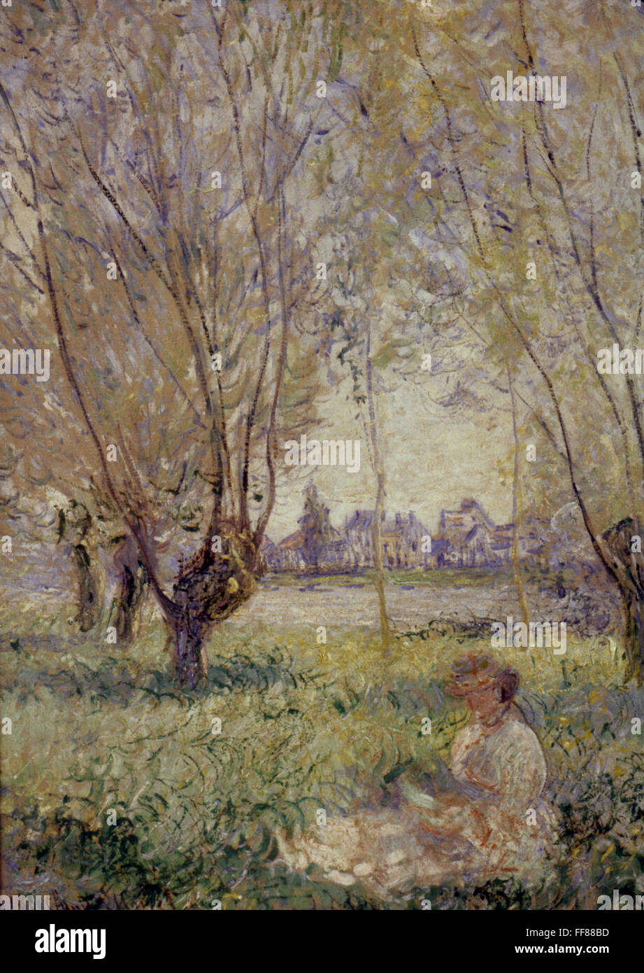 MONET: WILLOWS, 1880. /nClaude Monet: Woman Seated Under the Willows ...