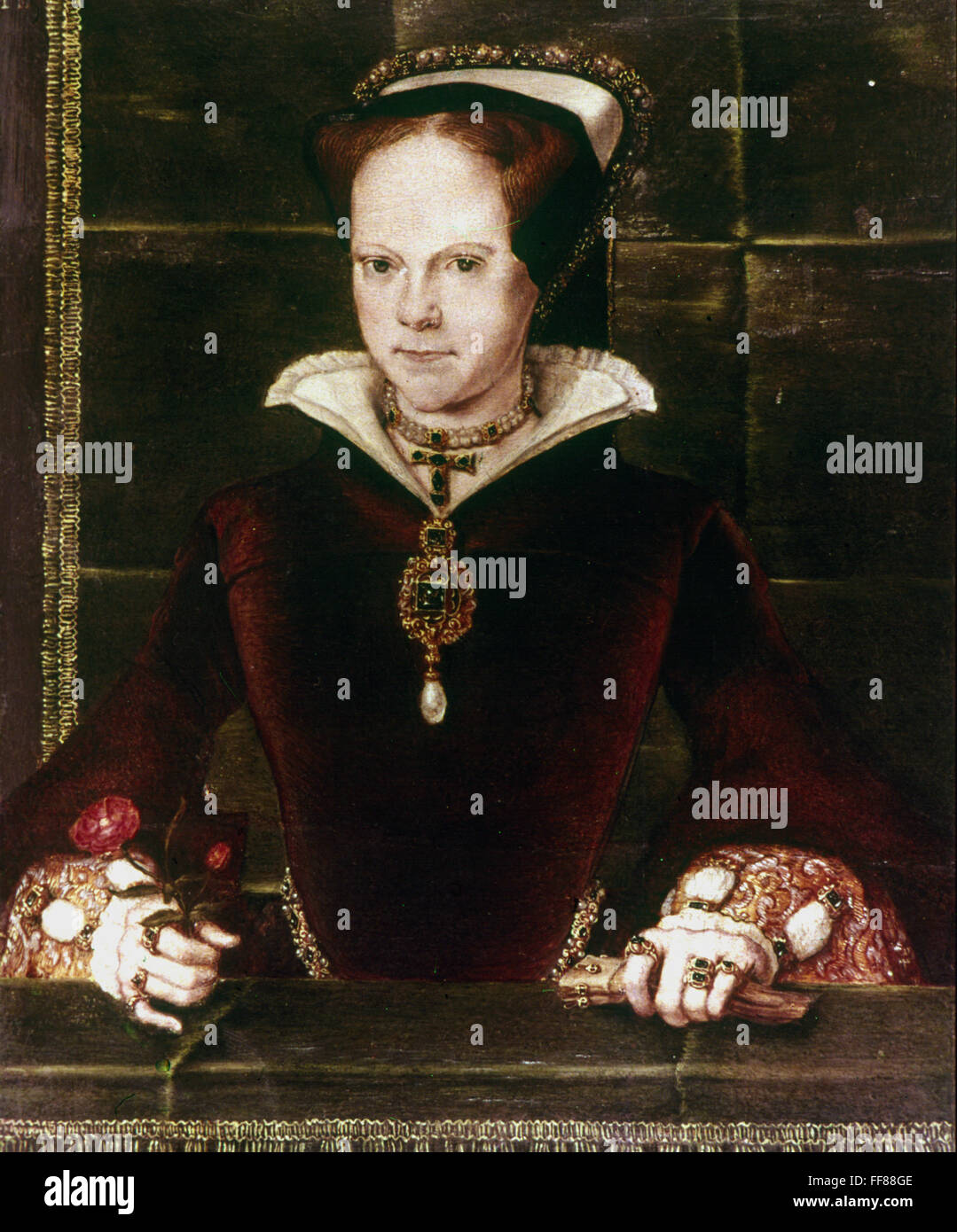 QUEEN MARY I OF ENGLAND. /nQueen of England, 1553-58. Panel, 1554, by ...