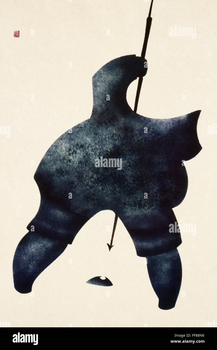 NATIVE AMERICAN/INUIT HUNTER, 1959. /nCanadian Eskimo Man Hunting at a ...