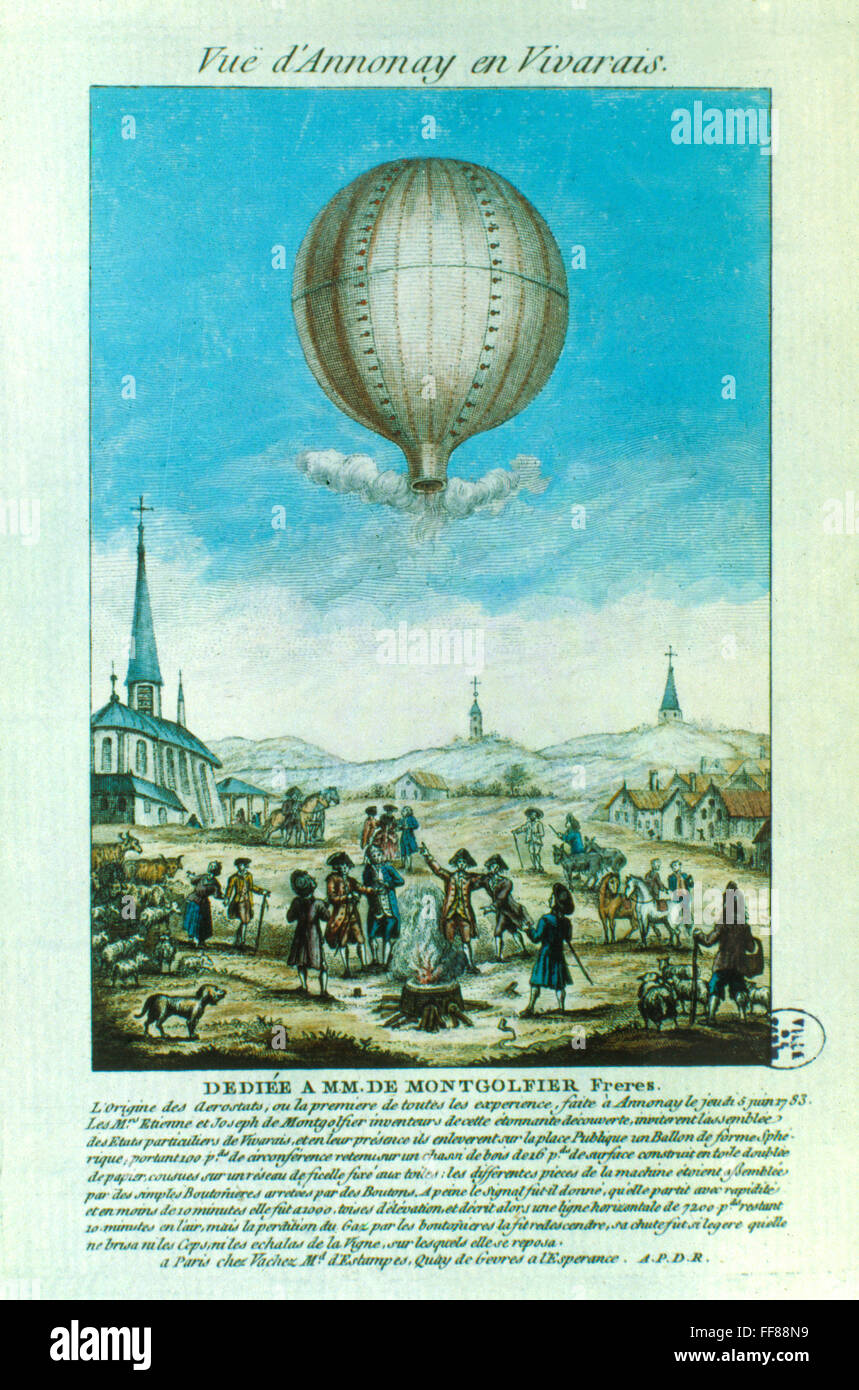 MONTGOLFIER BALLOON. /nFirst public Montgolfier balloon ascent at ...