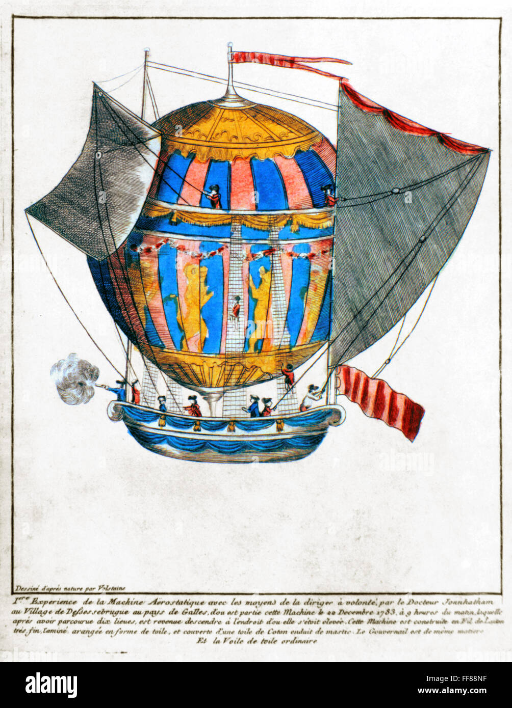 BALLOON, c1783. /nPlan for an early Welsh dirigible balloon: French ...