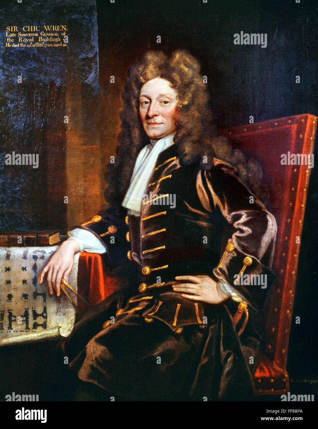SIR CHRISTOPHER WREN /n(1632-1723). English architect. Oil on canvas ...