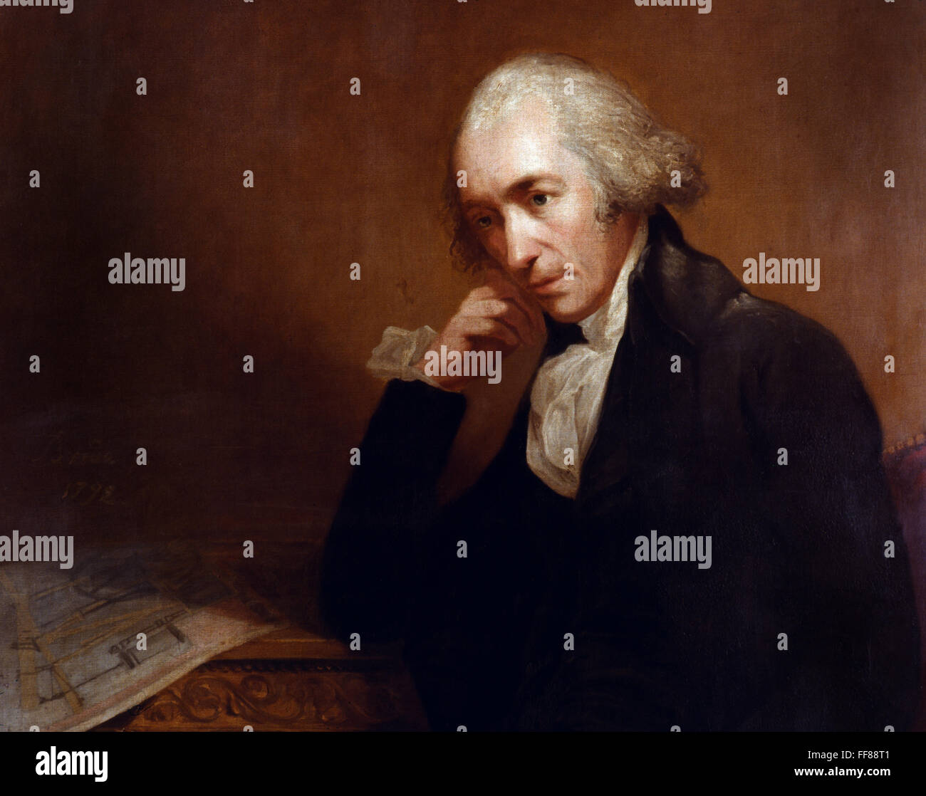 JAMES WATT (1736-1819). /nScottish engineer and inventor. Oil on canvas ...