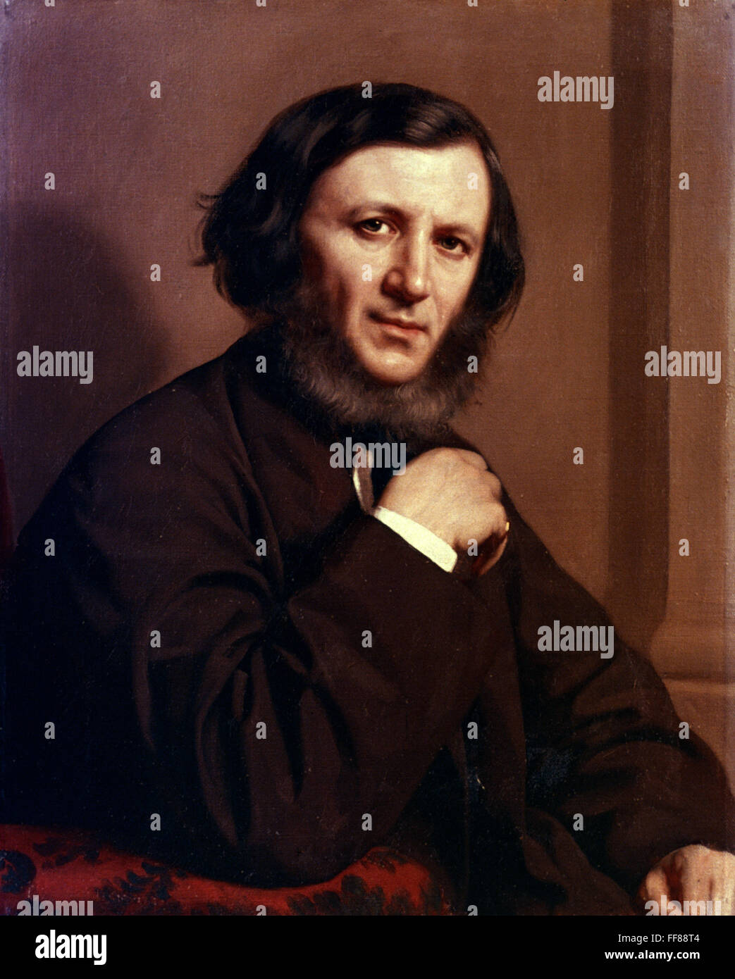 ROBERT BROWNING (1812-1889). /nEnglish poet. Oil on canvas, 1858, by ...