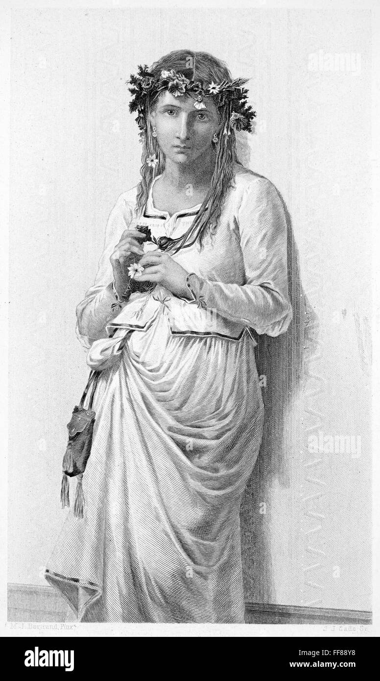 HAMLET: OPHELIA. /nSteel engraving for William Shakespeare's 'Hamlet ...