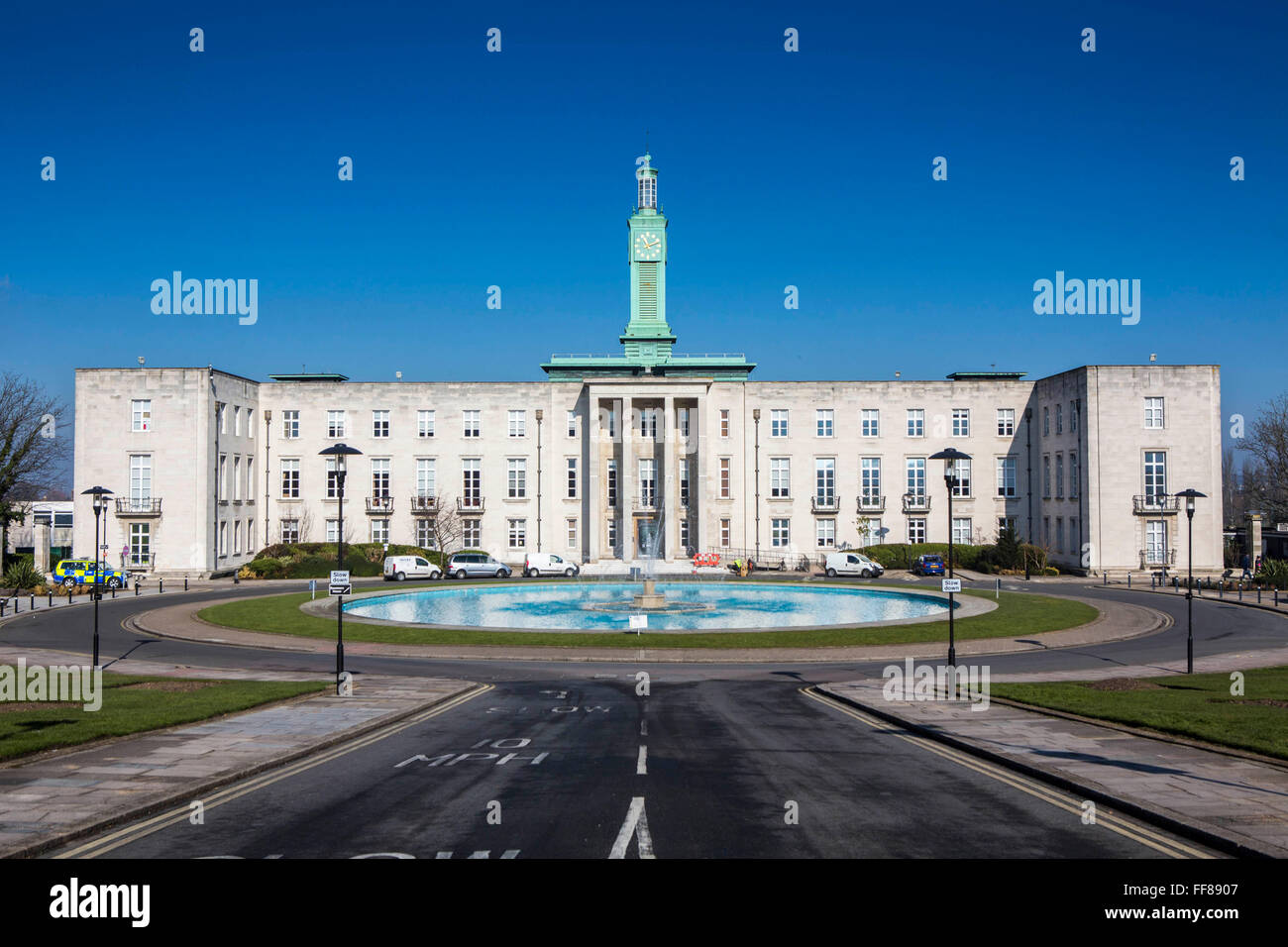 Front facade of Waltham Forest Town Hall and Walthamstow Assembly Hall ...