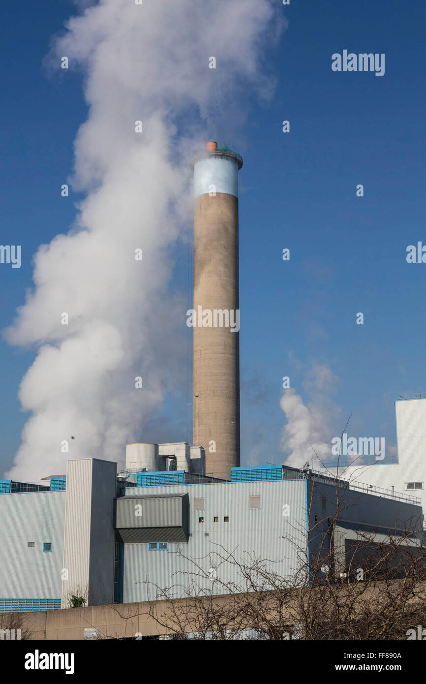 Steam bellows from London Waste Eco park, the largest waste management ...