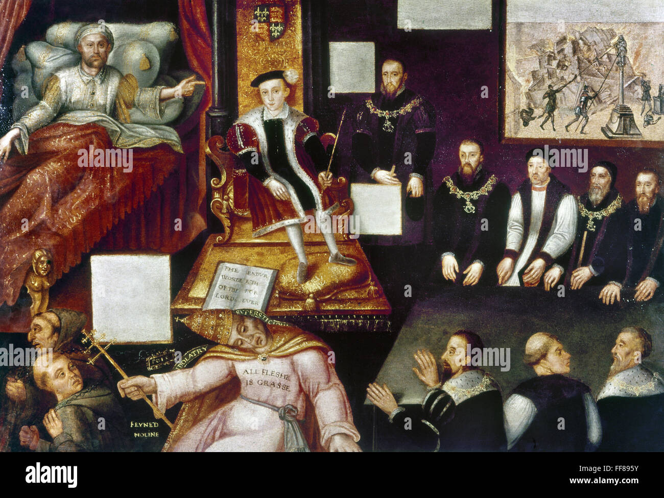 EDWARD VI & POPE, c1548. /nAnti-papal allegory depicting King Henry ...