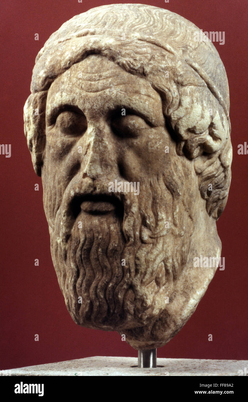 HOMER (9th-8th CENTURY B.C.). /nGreek poet. Marble bust. Roman copy of ...