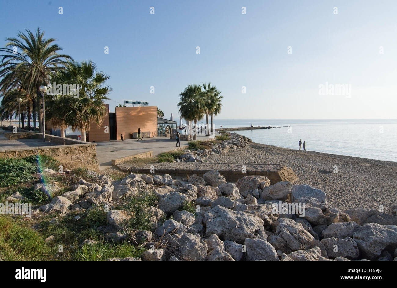 Anima beach seaside restaurant and the Mediterranean on a sunny day on ...