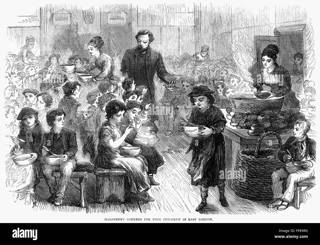 CHARITIES: ENGLAND, 1870. /n'Halfpenny Dinners for Poor Children in ...