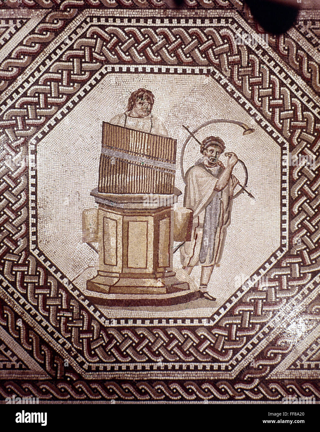ROMAN MUSICIANS. /nRoman mosaic of musicians with their instruments ...