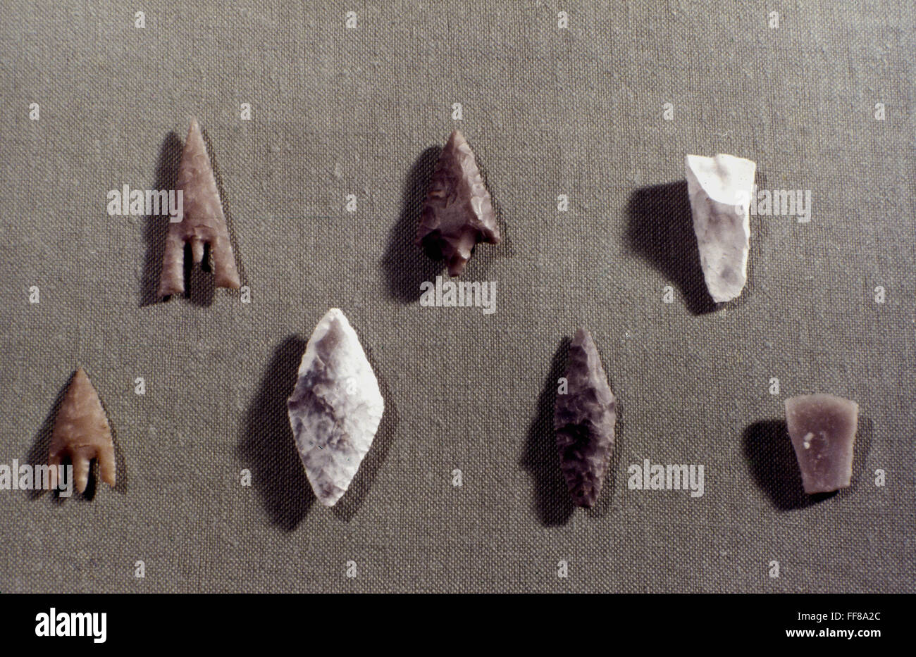 PALEOLITHIC TOOLS. /nStone arrowheads Stock Photo - Alamy