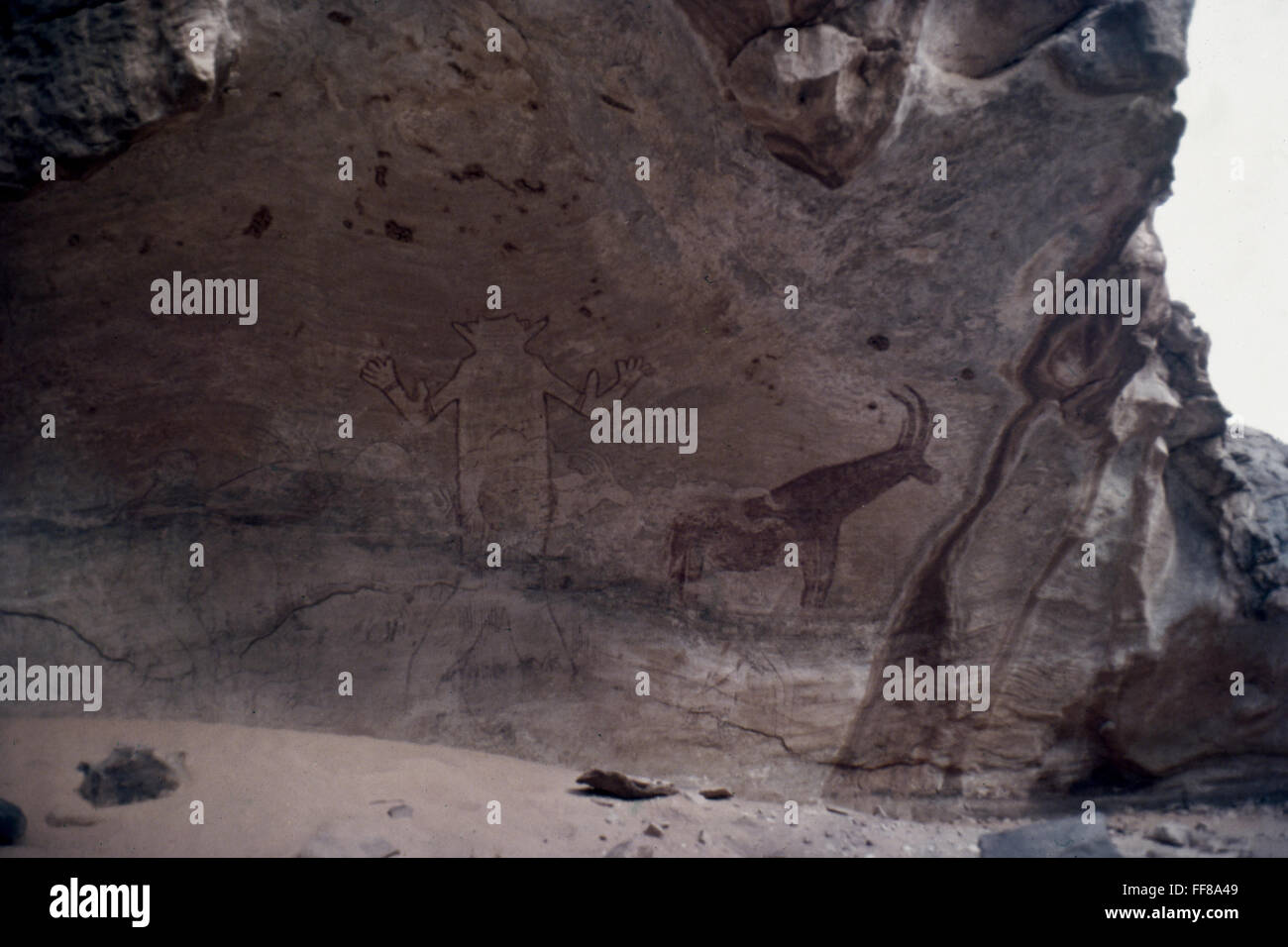 SAHARAN ROCK PAINTING. /nPrehistoric Saharan rock painting of 'Great ...