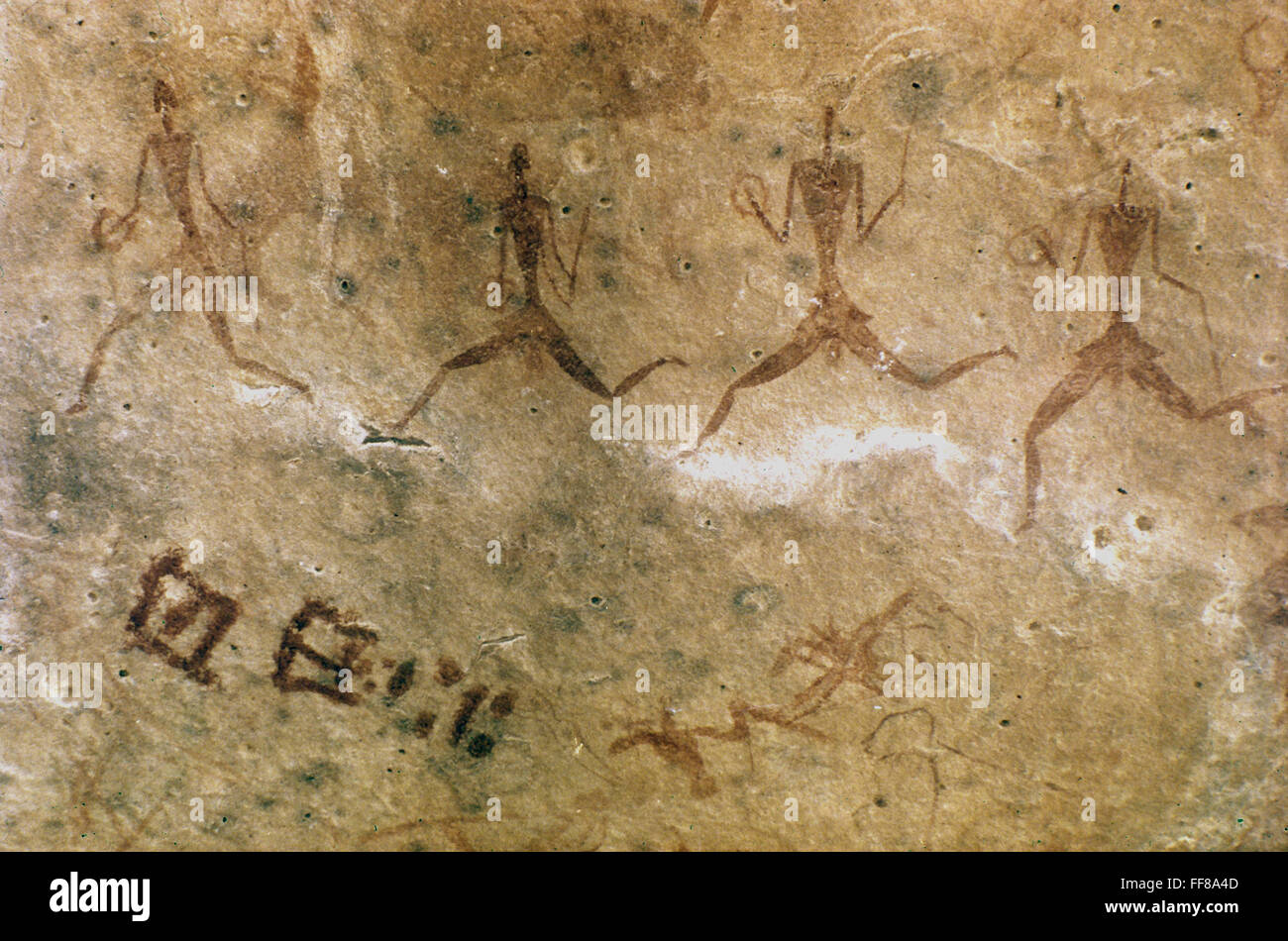 SAHARAN ROCK PAINTING. /nPrehistoric rock painting of bi-triangluar ...