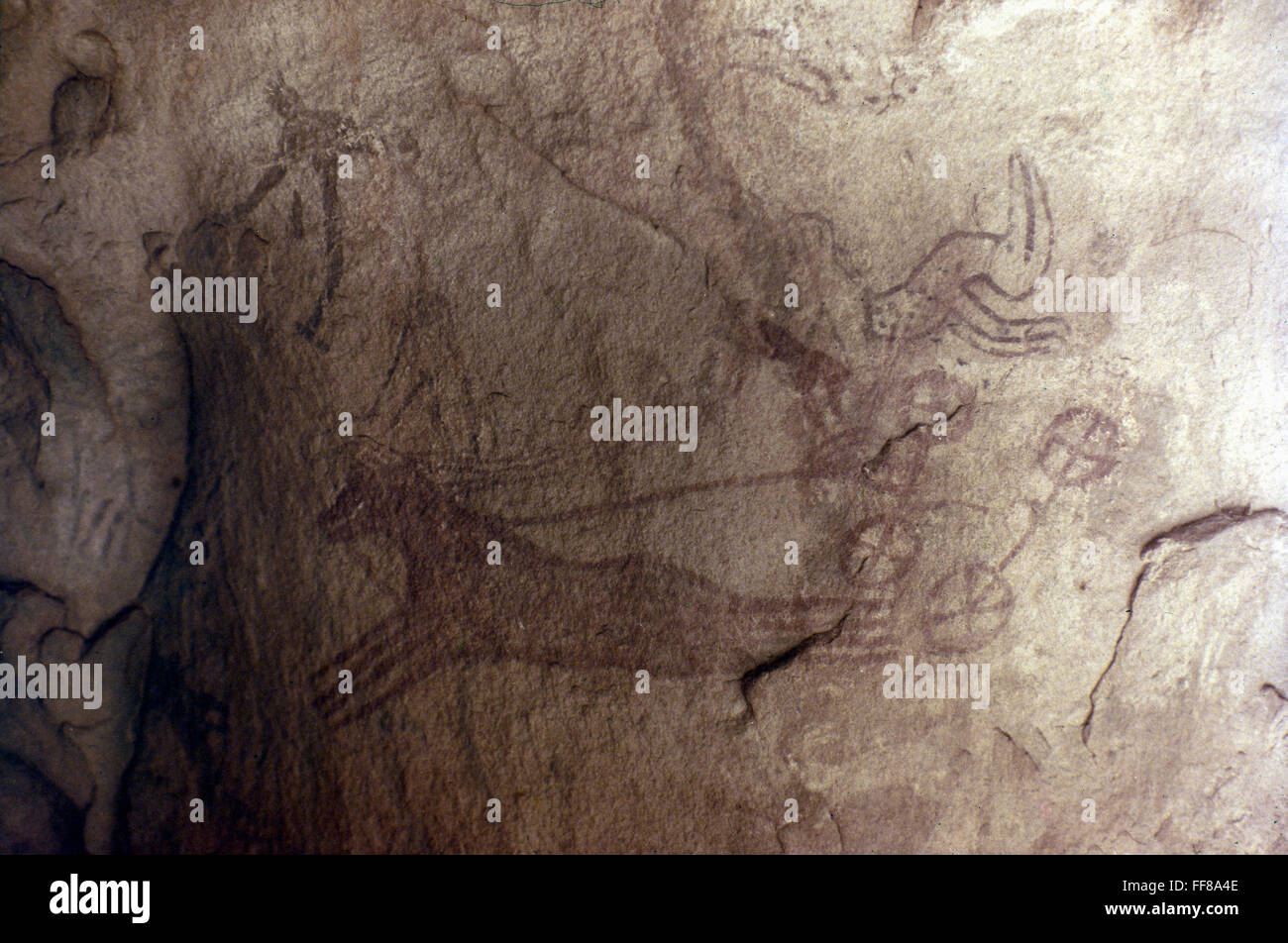 SAHARAN ROCK PAINTING. /nPrehistoric Saharan rock painting of horse and ...